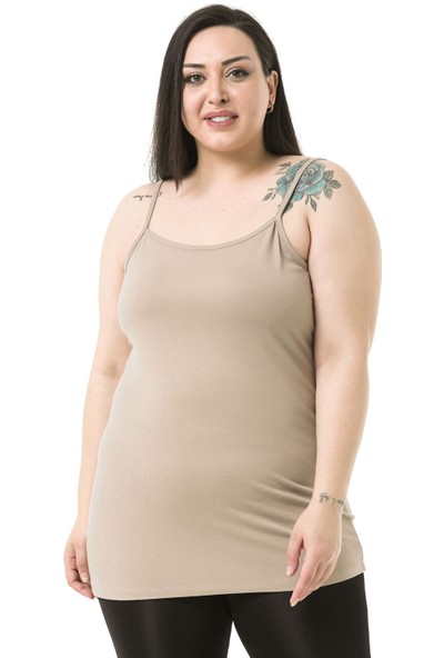 Disentis Modest Büyük Beden Ip Askılı Viskon Kum Rengi Body Disentis Modest Büyük Beden Ip Askılı Viskon Kum Rengi Body