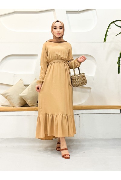 Cng Moda Airobin Fırfırlı Tesettür Elbise