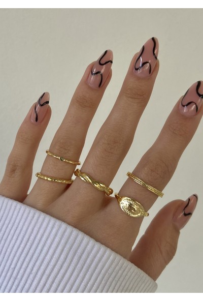 Gold Renk Yüzük Seti