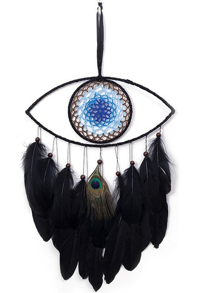 Bonanza Int Nazar Boncuğu Asılı LED Sarkıt Rüzgar Çanları Tüylü Süsleme (Yurt Dışından)