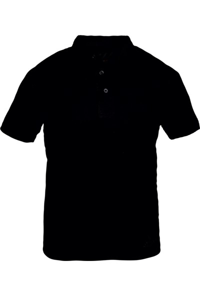 Erkek Siyah Polo Yaka Likralı Penye T-Shirt