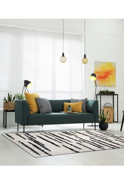 Potamia Oslo Oturma Odası Halısı Krem Antrasit Shaggy Halı E3377 80 x 150 Potamia Oslo Oturma Odası Halısı Krem Antrasit Shaggy Halı E3377 80 x 150