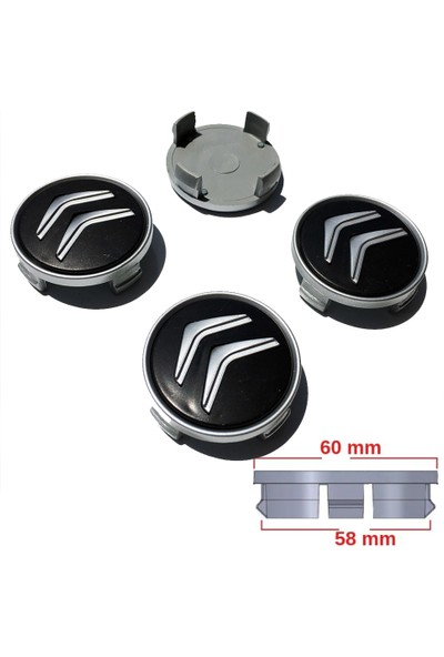 Gardenauto Citroen Jant Göbeği Siyah Kabartmalı 60MM-55MM