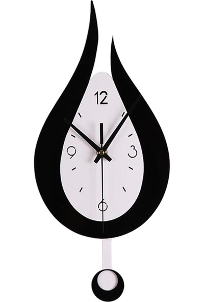 Vonluxe Dekoratif Sarkaç Duvar Saati Sessiz Modern Pil Kumandalı Oturma Odası Siyah