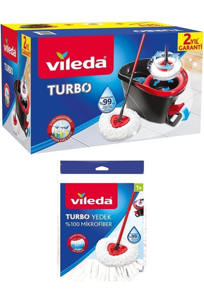 Vileda Turbo Pedallı Temizlik Seti + Yedek Paspas Vileda Turbo Pedallı Temizlik Seti + Yedek Paspas