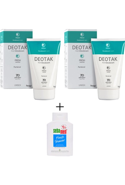 Deotak Krem Deodorant Fresh 35 ml x 2 Adet + Sebamed Duş Jeli 20 ml Deotak Krem Deodorant Fresh 35 ml x 2 Adet + Sebamed Duş Jeli 20 ml