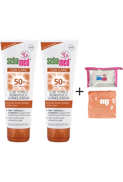 Sebamed Yetişkin 50+ Spf Güneş Kremi 75 ml x 2 Adet + Pareo + Plaj Çantası Sebamed Yetişkin 50+ Spf Güneş Kremi 75 ml x 2 Adet + Pareo + Plaj Çantası
