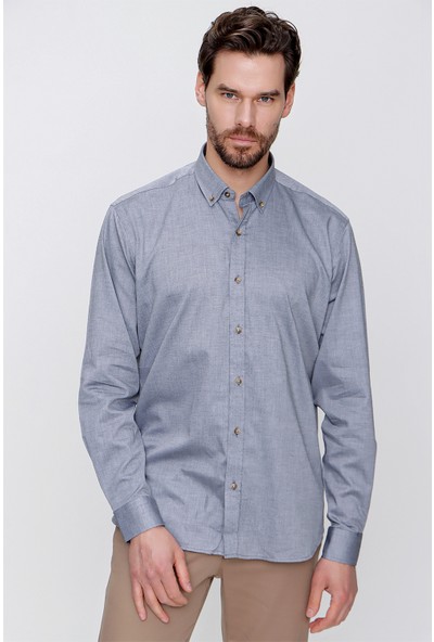 Erkek Siyah %100 Jakarlı Regular Fit Rahat Kesim Gömlek