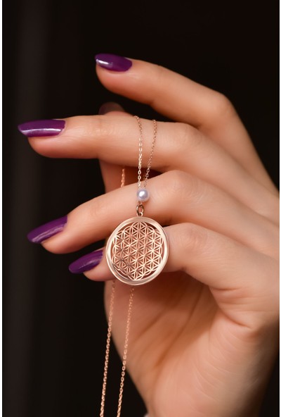 Papatya Silver 925 Ayar Gümüş Rose Kaplama Incili Yaşam Çiçeği Kolye Papatya Silver 925 Ayar Gümüş Rose Kaplama Incili Yaşam Çiçeği Kolye