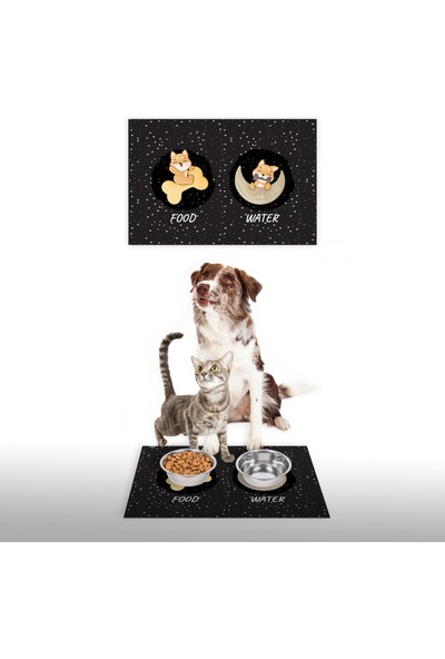 Vagonik Water Food Kedi Köpek Antrasit Dijital Baskılı 35X50 Dekoratif Çok Amaçlı Mama Altlığı Mama Paspası Vagonik Water Food Kedi Köpek Antrasit Dijital Baskılı 35X50 Dekoratif Çok Amaçlı Mama Altlığı Mama Paspası