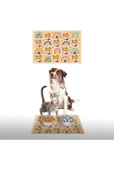 Vagonik Water Food Kedi Köpek Gökkuşağı Krem Dijital Baskılı 35X50 Dekoratif Çok Amaçlı Mama Altlığı Mama Paspası Vagonik Water Food Kedi Köpek Gökkuşağı Krem Dijital Baskılı 35X50 Dekoratif Çok Amaçlı Mama Altlığı Mama Paspası