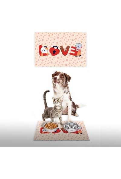 Vagonik Water Food Kedi Köpek Love Dijital Baskılı 35X50 Dekoratif Çok Amaçlı Mama Altlığı Mama Paspası Vagonik Water Food Kedi Köpek Love Dijital Baskılı 35X50 Dekoratif Çok Amaçlı Mama Altlığı Mama Paspası