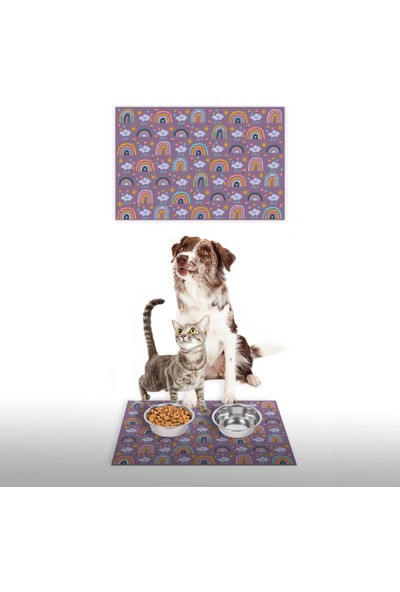 Vagonik Water Food Kedi Köpek Gökkuşağı Eflatun Dijital Baskılı 35X50 Dekoratif Çok Amaçlı Mama Altlığı Mama Paspası Vagonik Water Food Kedi Köpek Gökkuşağı Eflatun Dijital Baskılı 35X50 Dekoratif Çok Amaçlı Mama Altlığı Mama Paspası