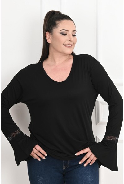 Koza Kadın Yarasa Kollu Büyük Beden(Battal) Bluz 1108-22
