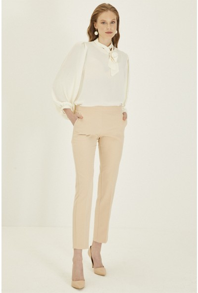 Zühre Bel Lastikli Bej Pantolon P-0148 Zühre Bel Lastikli Bej Pantolon P-0148