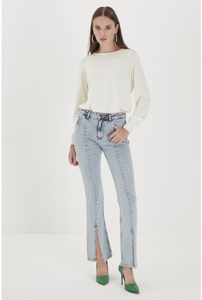 Zühre Yırtmaçlı Ispanyol Paça Kot Pantolon P-0152