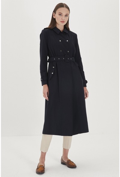 Zühre Kemer Detaylı Lacivert Trençkot 12544 Zühre Kemer Detaylı Lacivert Trençkot 12544