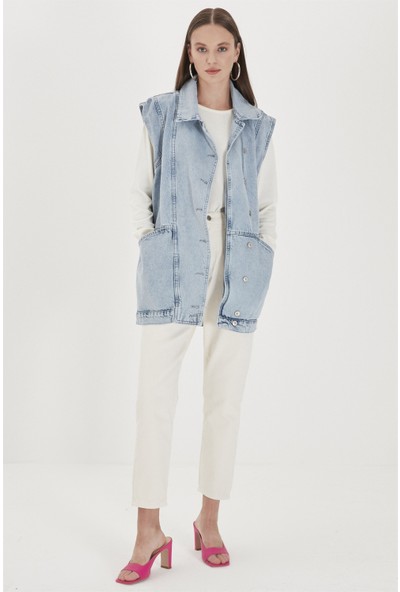Zühre Cep Detaylı Kot Yelek Y-0064 Zühre Cep Detaylı Kot Yelek Y-0064