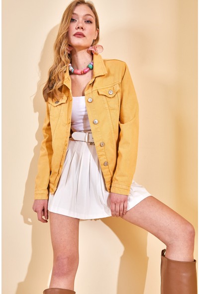 XUDE Hardal Düğmeli Kot Ceket 2YSK4-10098-37