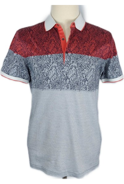 Fahrettin Moda RMS-10000 Krem Turuncu ve Lacivert Desenli Polo Yaka Klasik T-Shirt Fahrettin Moda RMS-10000 Krem Turuncu ve Lacivert Desenli Polo Yaka Klasik T-Shirt