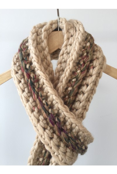 Mora Knit El Örgüsü Yünlü Çok Renkli Atkı Mora Knit El Örgüsü Yünlü Çok Renkli Atkı
