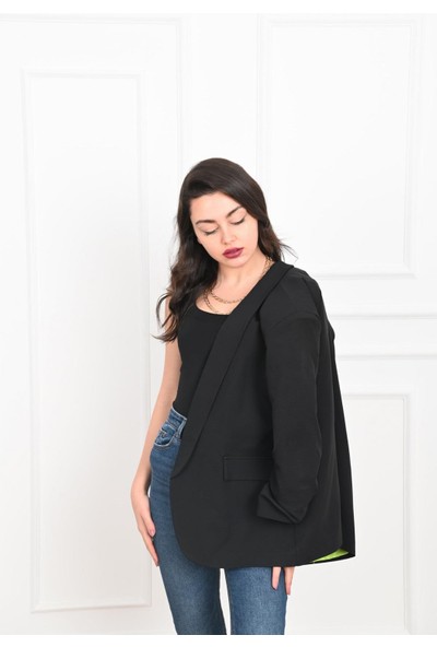 Koza Yarım Kol Büzgülü Blazer Ceket 1034-22 Koza Yarım Kol Büzgülü Blazer Ceket 1034-22