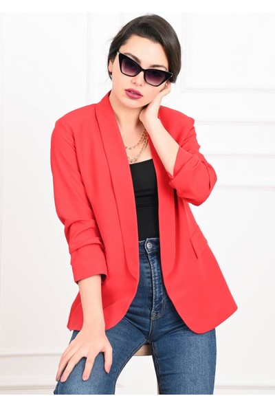 Koza Yarım Kol Büzgülü Blazer Ceket 1034-22 Koza Yarım Kol Büzgülü Blazer Ceket 1034-22