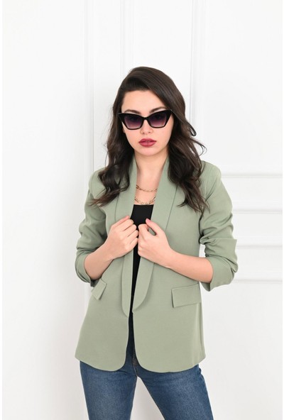 Koza Yarım Kol Büzgülü Blazer Ceket 1034-22 Koza Yarım Kol Büzgülü Blazer Ceket 1034-22