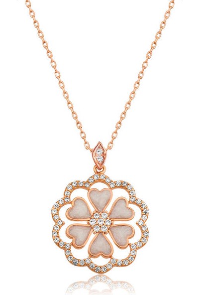 Nikadu Gümüş Kalp Çiçek Bayan Kolye