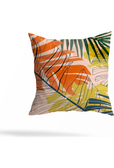 Gold Cotton Dijital Baskılı 40X40CM Dekoratif Kırlent Kılıfı - Tropic V2 Gold Cotton Dijital Baskılı 40X40CM Dekoratif Kırlent Kılıfı - Tropic V2