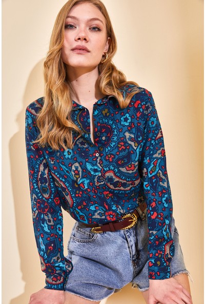 XUDE Mavi Renk Geçişli Gömlek 2YSK2-10123-12 XUDE Mavi Renk Geçişli Gömlek 2YSK2-10123-12