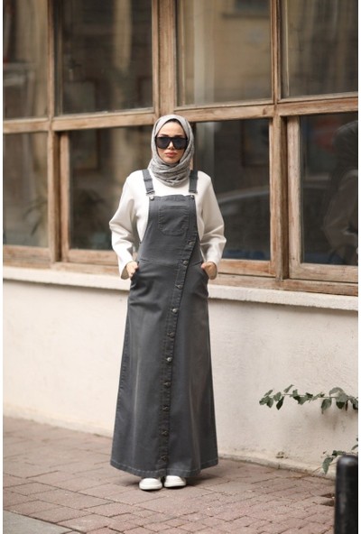 Neways Yan Düğmeli Salopet Gri 2234 Neways Yan Düğmeli Salopet Gri 2234