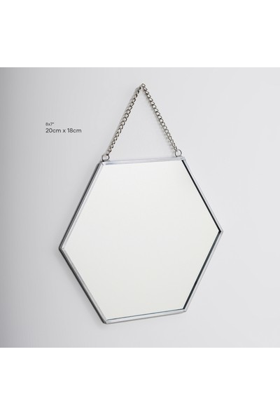 El Crea Designs Ayna Altıgen Duvar Askılı Gümüş 20X18CM El Crea Designs Ayna Altıgen Duvar Askılı Gümüş 20X18CM