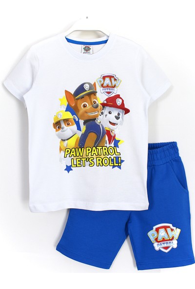 DobaKids Erkek Çocuk Paw Patrol Baskılı Alt Üst Takım Beyaz Mavi