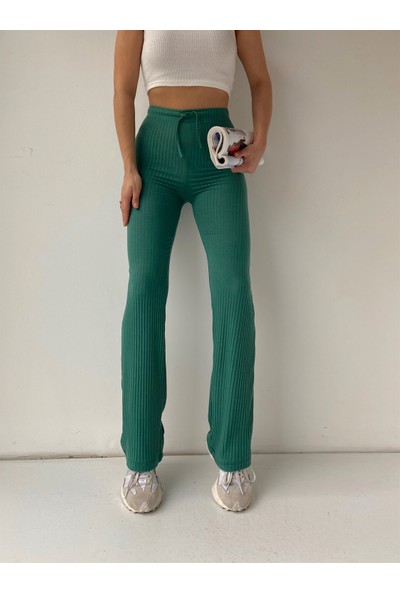 MyLove Fitilli Ispanyol Pantolon Yeşil