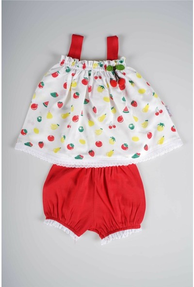 Yeni Sezon Askılı Şortlu Kız Bebek 2li Takım