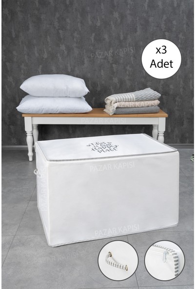 Pazar Kapısı Baskılı İpli Yorgan Hurcu 3 Adet 75 x 45 x 45 cm