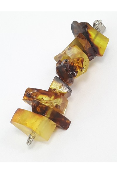 Jeolog Evi Hakiki Damla Kayadan Kehribar Unisex El Yapımı Kolye (Kolye İpi) D37