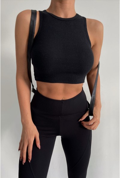 My Shiness Kadın Bisiklet Yaka Spor Crop Bluz