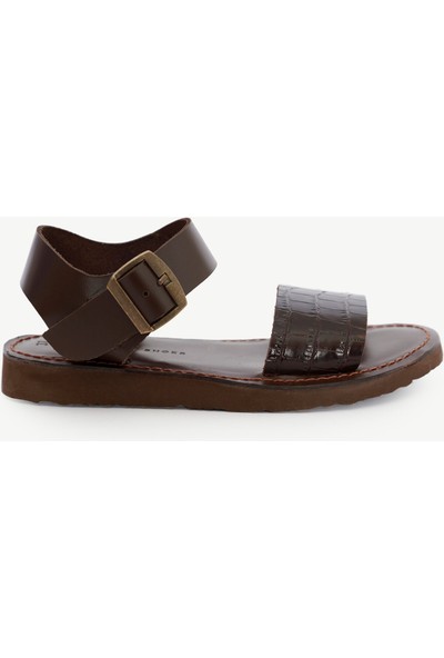 Kroko Desen Deri Sandalet Kroko Desen Deri Sandalet