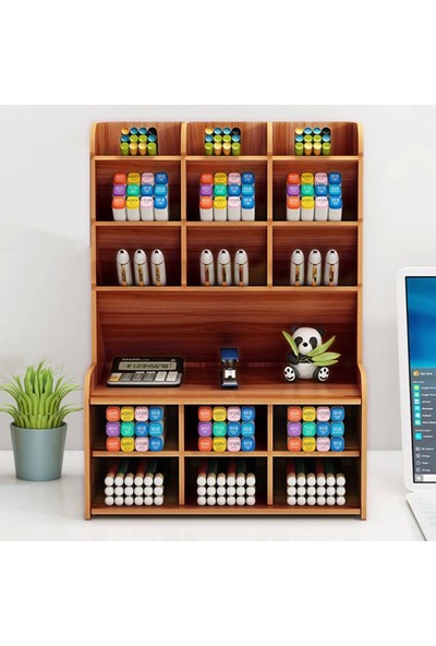 Notpa Çapraz 9+9 Raflı Masaüstü Kalemlik Organizer (Ceviz Rengi) Ev ve Ofis Malzemeleri Saklama Rafı Notpa Çapraz 9+9 Raflı Masaüstü Kalemlik Organizer (Ceviz Rengi) Ev ve Ofis Malzemeleri Saklama Rafı