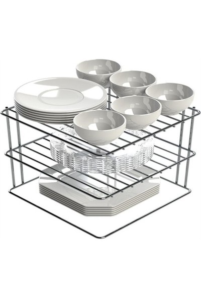 Dolap Içi Katlı Köşe Metal Raf Düzenleyici