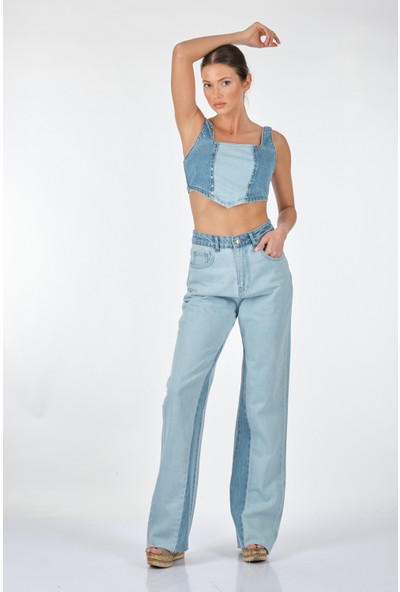 Perspectıve Bol Paça Yüksel Bel Açık Mavi Kadın Pantolon 21580004 Perspectıve Bol Paça Yüksel Bel Açık Mavi Kadın Pantolon 21580004