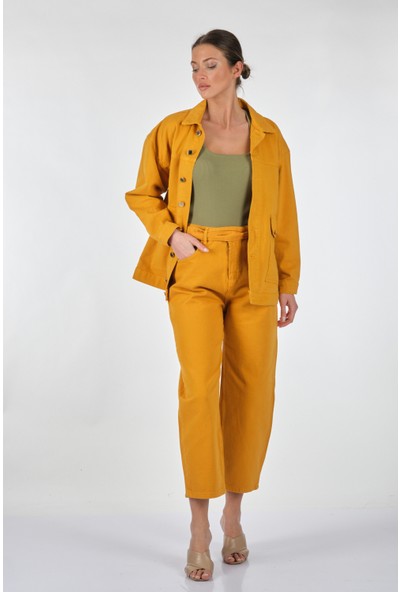 Perspectıve Düz Yaka Düğmeli Uzun Kollu Hardal Kadın Ceket 21650001 Perspectıve Düz Yaka Düğmeli Uzun Kollu Hardal Kadın Ceket 21650001