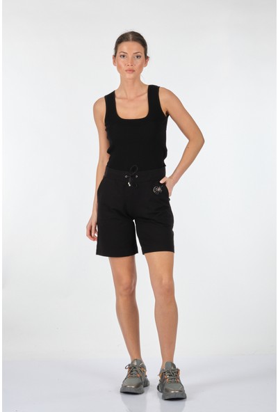 Daıdo Normal Bel Lastikli Siyah Kadın Şort 22108200