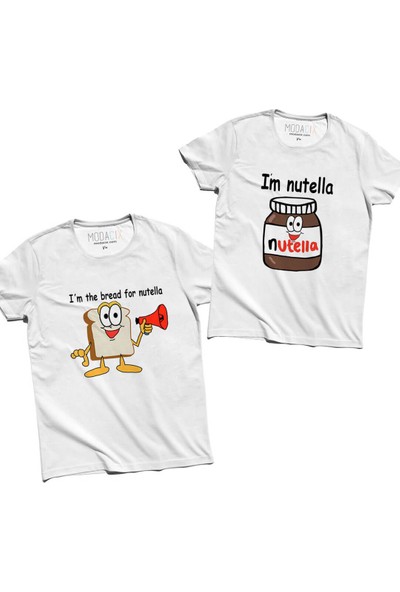 Modacix Tutkulu Aşıklara Özel Nutella Ekmek Çift Tişörtleri Modacix Tutkulu Aşıklara Özel Nutella Ekmek Çift Tişörtleri