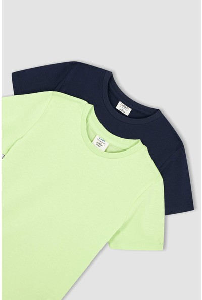 DeFacto Erkek Çocuk Regular Fit Bisiklet Yaka Kısa Kollu Pamuklu Penye 2'li Tişört X2757A622SP