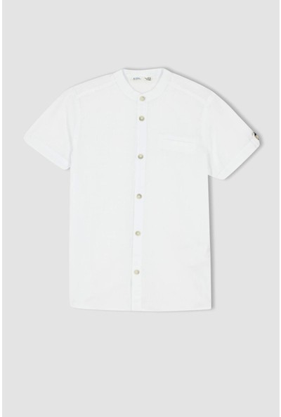 DeFacto Erkek Çocuk Regular Fit Dik Yaka Pamuklu Kısa Kollu Gömlek W1263A621HS