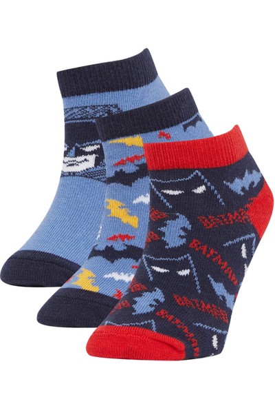 DeFacto Erkek Çocuk Batman Lisanslı Pamuklu 3'lü Kısa Çorap X2351A6NS