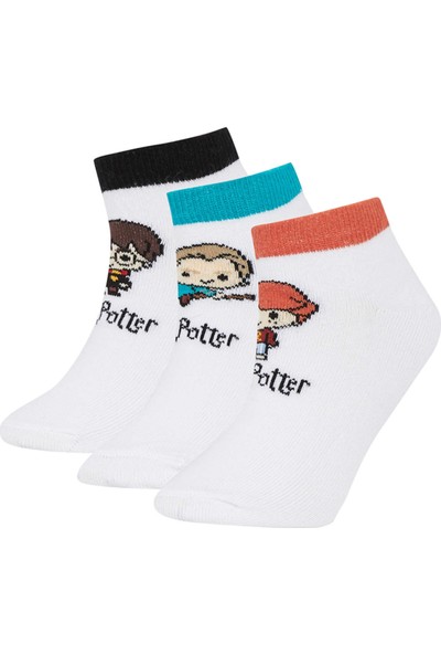 DeFacto Erkek Çocuk Harry Potter Lisanslı Pamuklu 3'lü Kısa Çorap X2312A6NS
